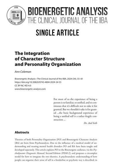 The Integration of Character Structure and Personality Organization ...
